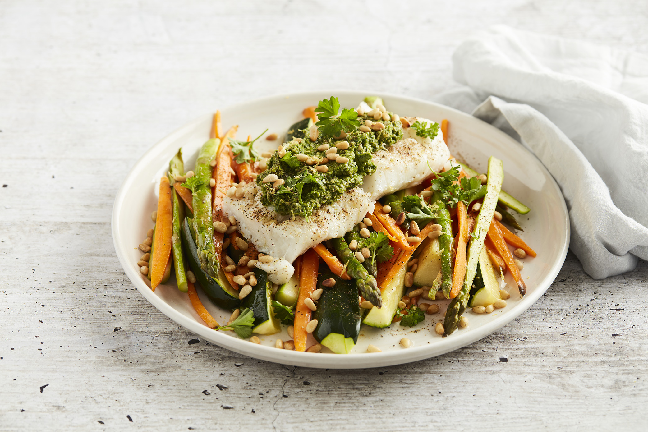 Groentetorentjes met Feta + Vis met Pesto en Gestoomde Groenten - Blog + Podcast - Julie's Lifestyle